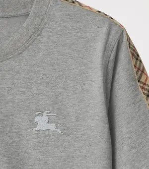 Burberry Check-trim Equestrian Knight T-shirt - Grey