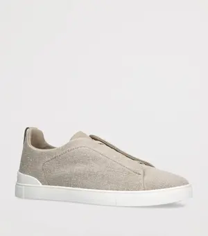 Zegna Cotton-linen Triple Stitch Sneakers - Grey