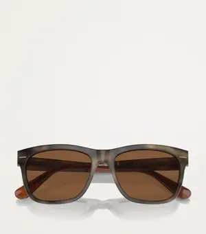 Brunello Cucinelli Titanium Square Frame Sunglasses - Brown