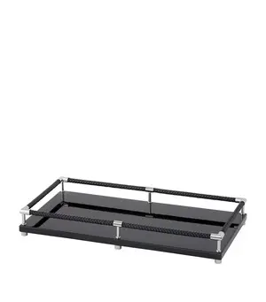 RIVIERE Leather-trim Lacquered Tray - Black