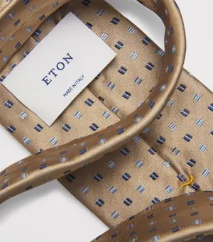 Eton Silk Geometric Neck Tie - Blue