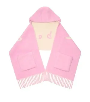Burberry Wool-blend Logo Hooded Scarf - Pink