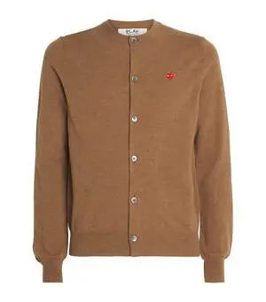 Play Comme Des Garcon Wool Cardigan With Heart Logo