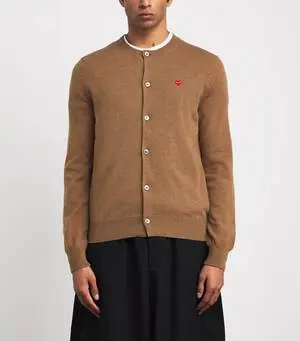 Play Comme Des Garcon Wool Cardigan With Heart Logo
