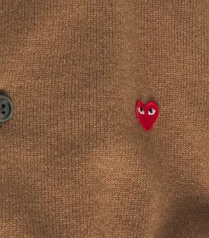 Play Comme Des Garcon Wool Cardigan With Heart Logo