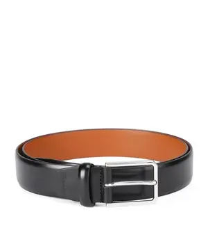 Santoni Leather Belt - Black