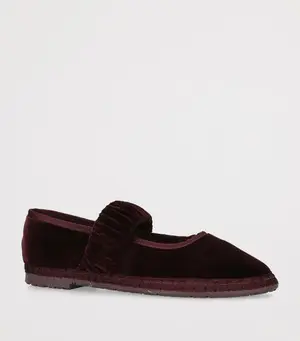 FLABELUS Velvet Mafalda Espadrilles - Burgundy
