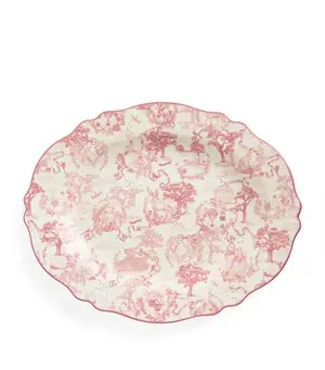 Harrods Bone China Toile Platter - Pink