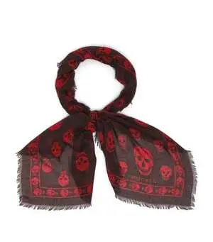 Alexander McQueen Modal-silk Skull Scarf - Burgundy