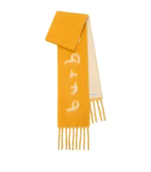 Burberry Alpaca-blend Reversible Logo Scarf - Yellow