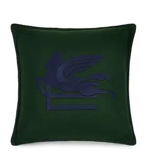 Etro Wool-blend Embroidered Ribot Cushion - Green