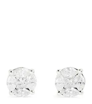 Harrods Stud Earrings With Diamonds - White