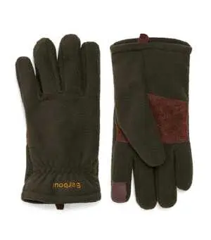 Barbour Fleece Leather-trim Gloves - Green