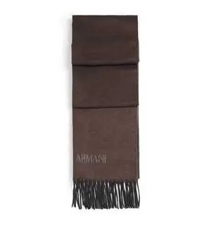Giorgio Armani Silk-cashmere Fringe Scarf - Brown