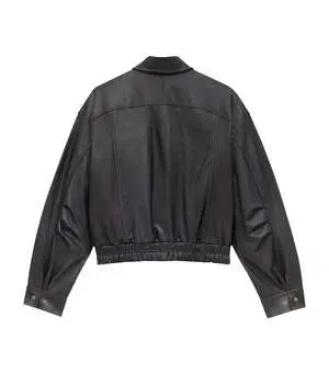 Saint Laurent Leather Bomber Jacket - Grey