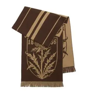 Burberry Wool Thistle Shield Scarf - Brown
