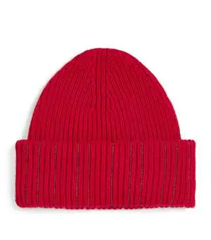 Fabiana Filippi Wool-silk Sparkling Ribbed Beanie - Red