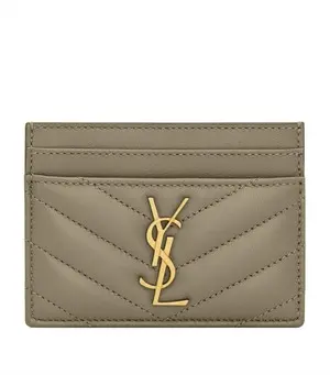 Saint Laurent Lambskin Cassandre Card Holder - Green