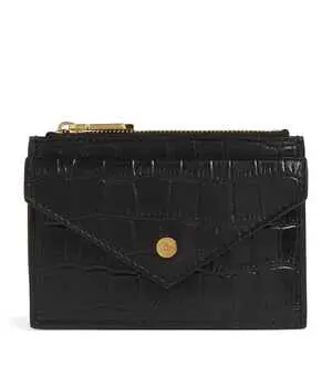 Harrods Leather Zip-up Card Holder - Black