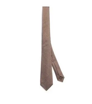 Canali Silk Jacquard Neck Tie - Red