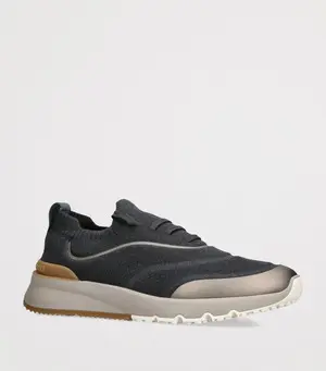 Brunello Cucinelli Knitted Runner Sneakers - Navy