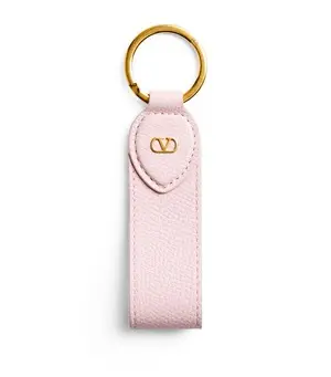 Valentino Garavani Leather Vlogo Keychain - Pink