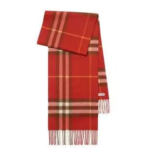 Burberry Cashmere Check Scarf - Red