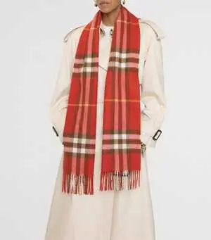 Burberry Cashmere Check Scarf - Red