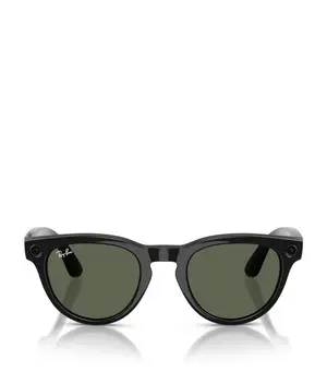 Ray-ban Meta Headliner Ai Round Frame Sunglasses - Black