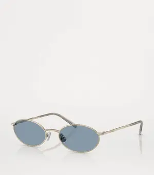 Brunello Cucinelli Titanium Oval Sunglasses
