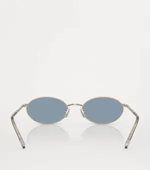 Brunello Cucinelli Titanium Oval Sunglasses