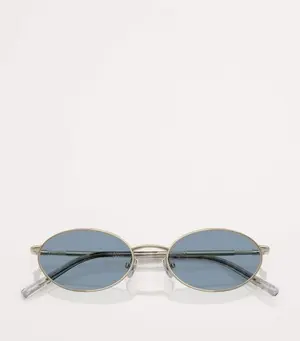 Brunello Cucinelli Titanium Oval Sunglasses