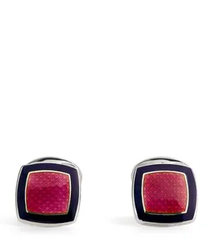 DEAKIN & FRANCIS Sterling Silver And Enamel Cufflinks - Pink