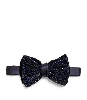 Giorgio Armani Silk Embellished Bow Tie - Blue