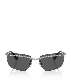 SWAROVSKI Embellished Rimless Sunglasses - Grey