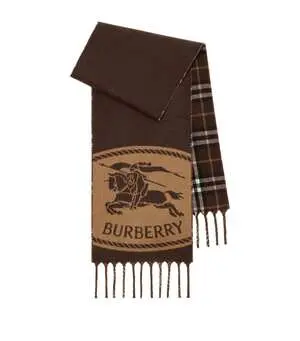 Burberry Cashmere Reversible Check Ekd Scarf - Brown