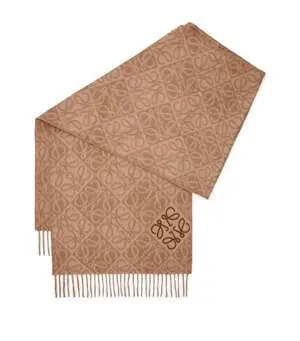Loewe Wool-cashmere Anagram Scarf - Brown