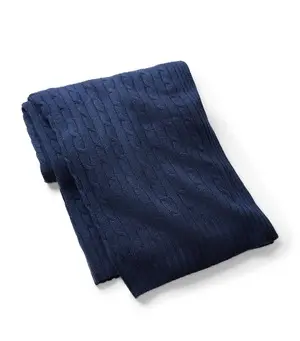 Ralph Lauren Cashmere Cable-knit Throw - Navy