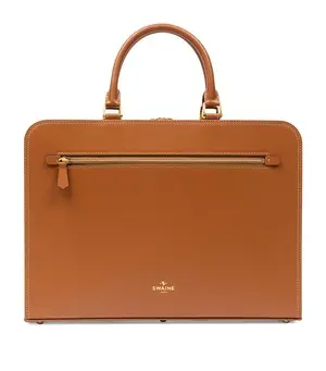 SWAINE Leather Kensington Briefcase - Brown