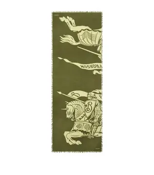 Burberry Wool Wide Ekd Scarf - Green