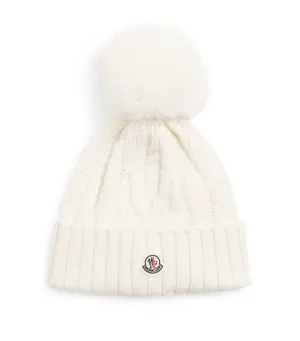 Moncler Virgin Wool-cashmere Pom-pom Beanie - White