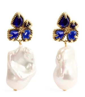Zimmermann Pearl Bloom Earrings - Navy