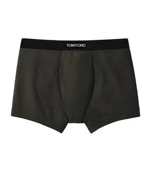TOM FORD Stretch-cotton Logo Boxers - Green