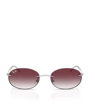 Ray-ban Metal Oval Sunglasses - Silver