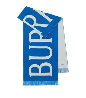 Burberry Wool Logo Scarf - Blue