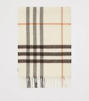 Burberry Cashmere Check Scarf - White