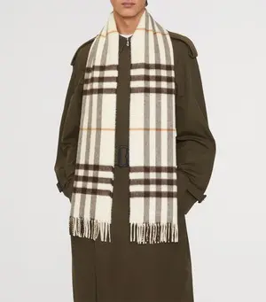 Burberry Cashmere Check Scarf - White