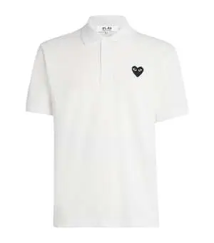Play Comme Des Garcon Heart Logo Polo Shirt - White