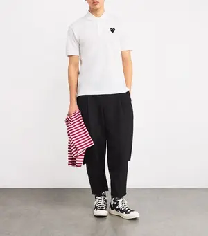 Play Comme Des Garcon Heart Logo Polo Shirt - White