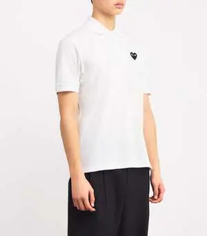 Play Comme Des Garcon Heart Logo Polo Shirt - White